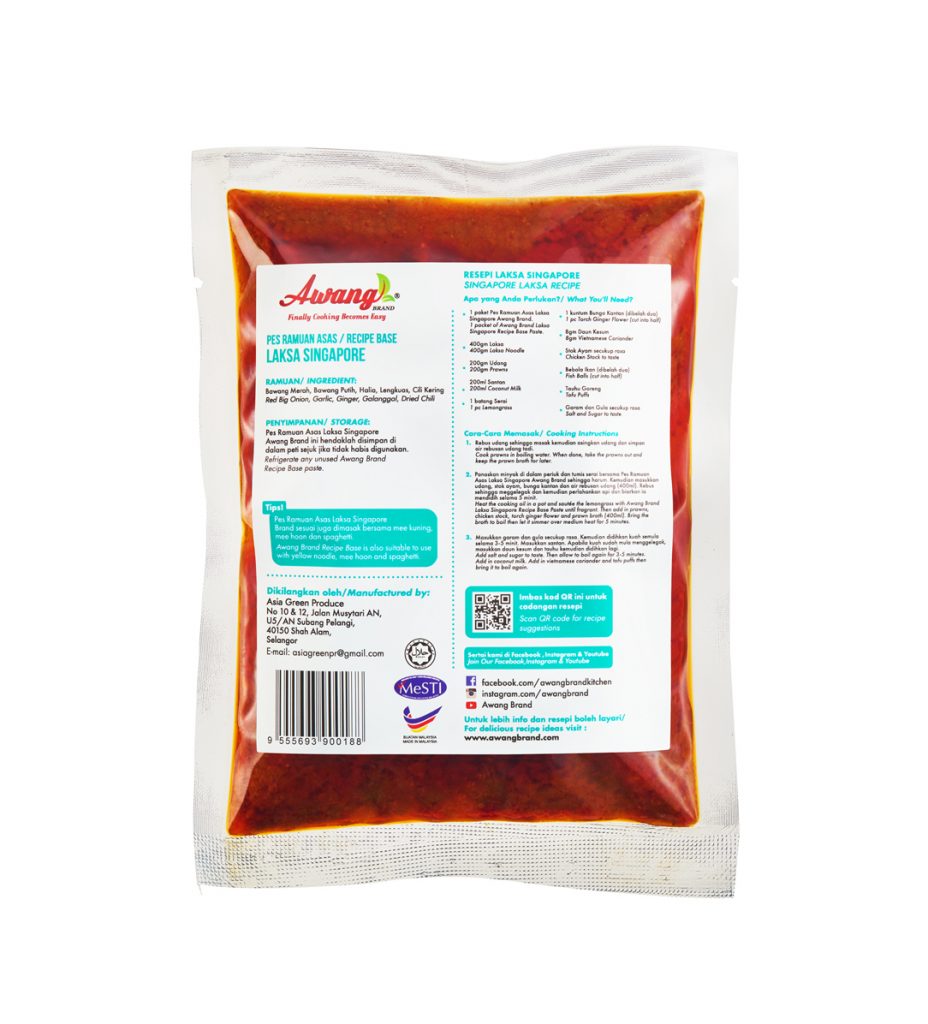 Laksa Singapore Recipe Base Paste - Awang Brand