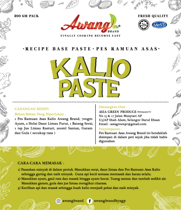 Kalio Recipe Base Paste - Awang Brand
