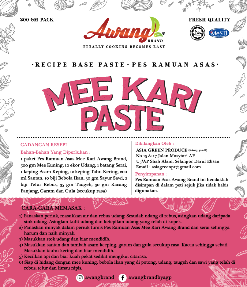 Mee Kari Recipe Base Paste - Awang Brand